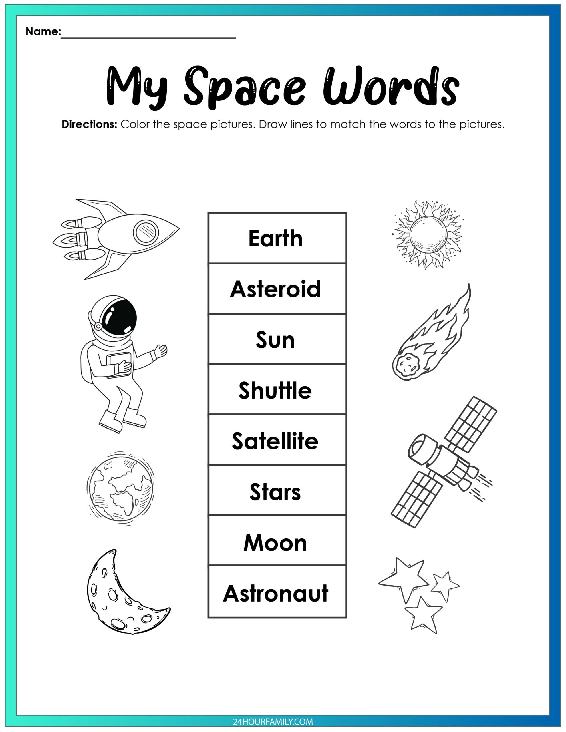 Space Worksheets For Preschool (Free PDF Printables)