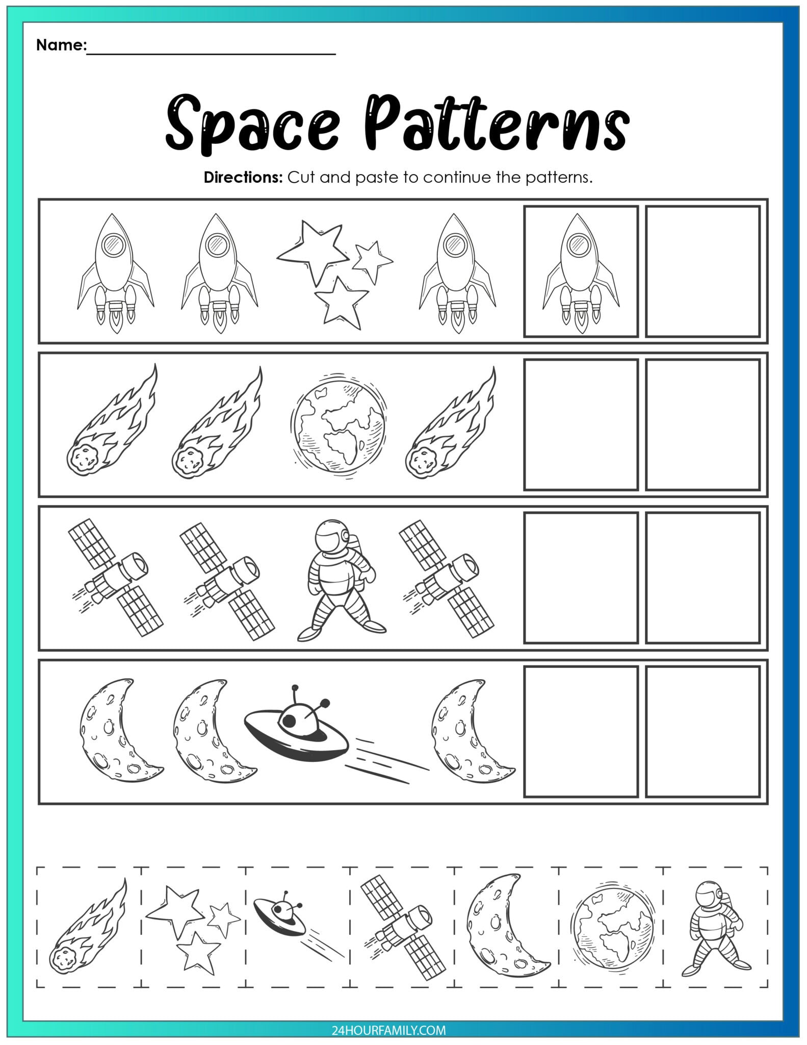 Space Worksheets For Preschool (Free PDF Printables)