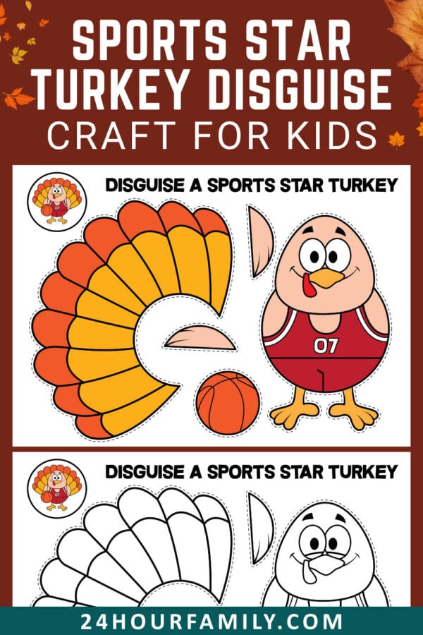 Disguise a Turkey as a Sports Star Printable Craft