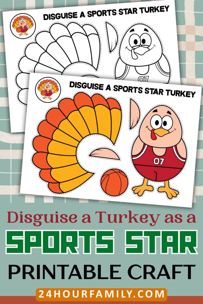 Disguise a Turkey as a Sports Star Printable Craft