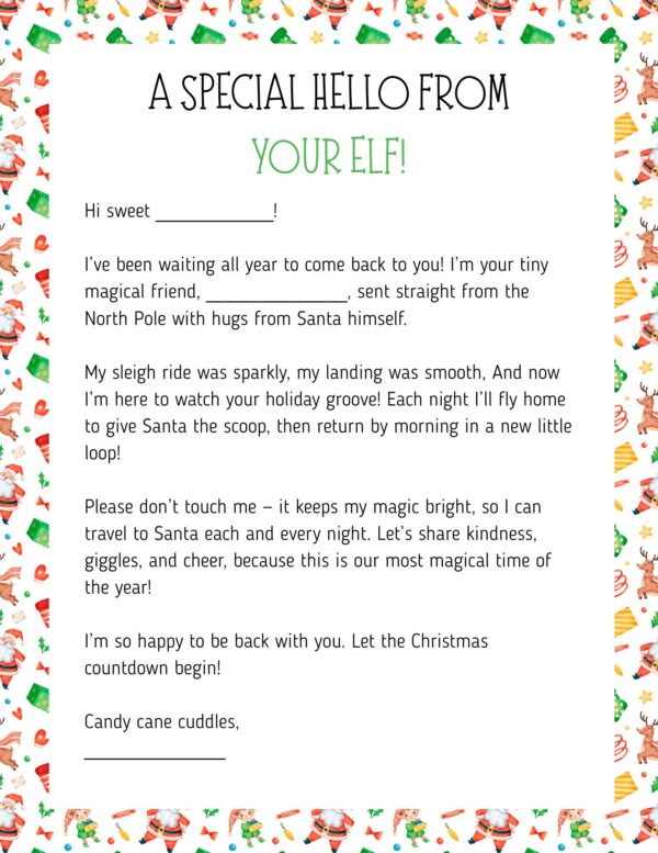 Elf on the Shelf Hello Letters (Free Editable Template)