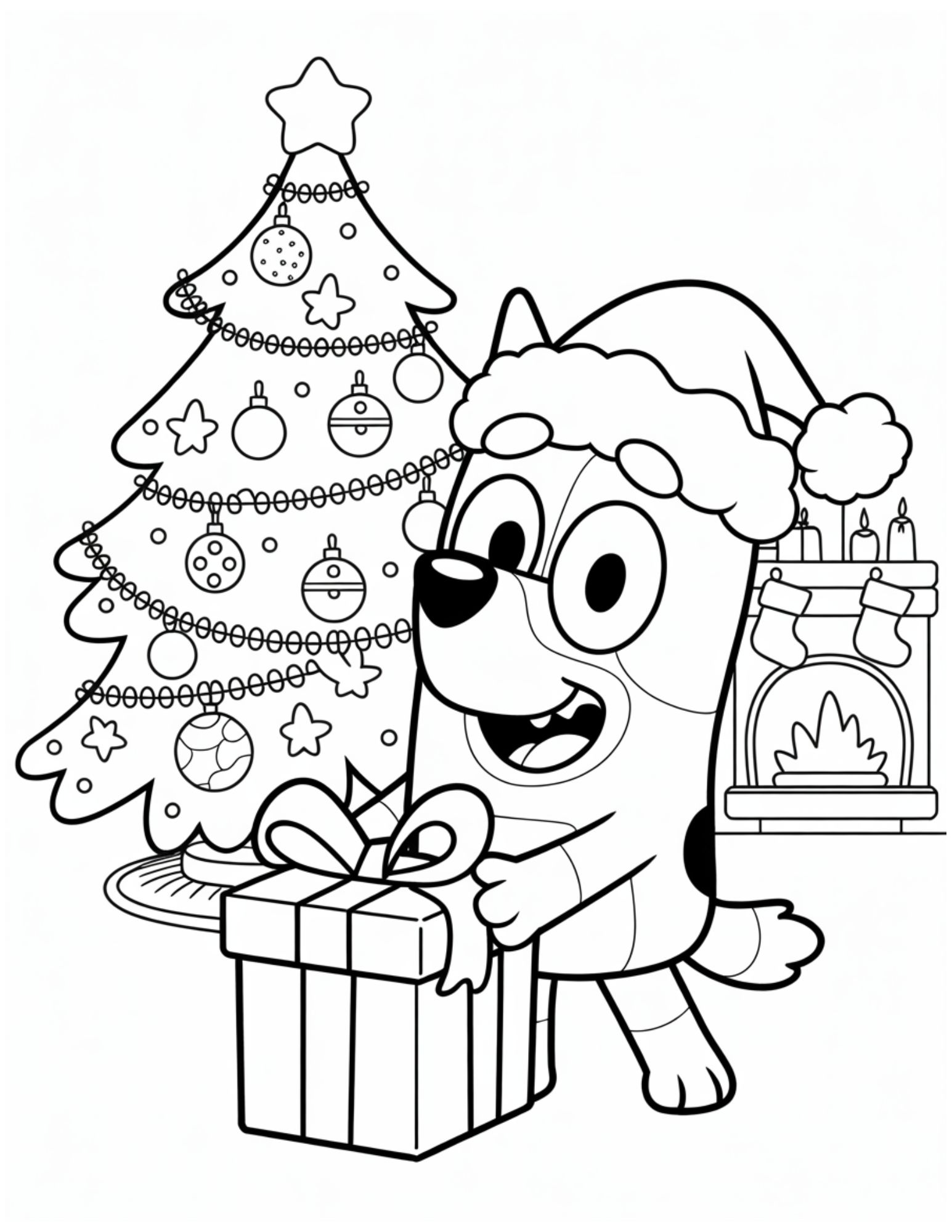 Bluey-Themed Christmas Coloring Pages (Free To Print)