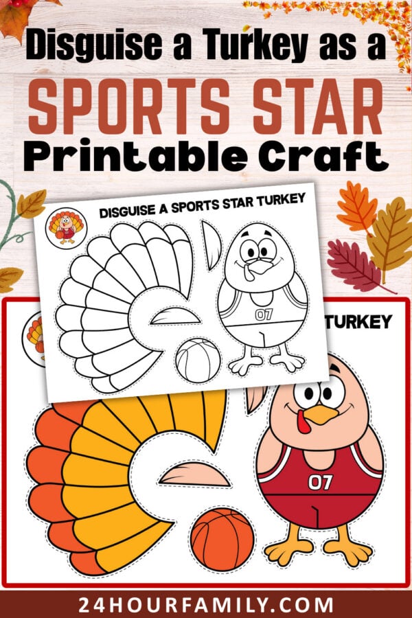 Disguise a Turkey as a Sports Star Printable Craft