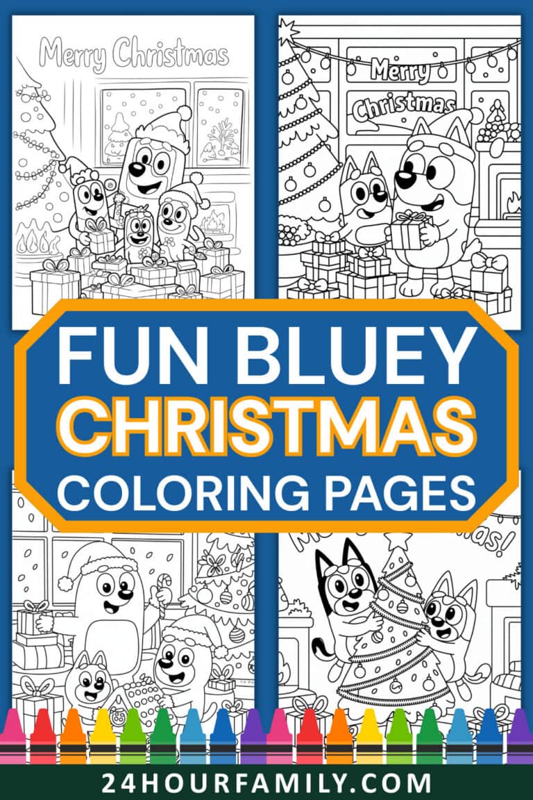 Bluey-Themed Christmas Coloring Pages (Free To Print)