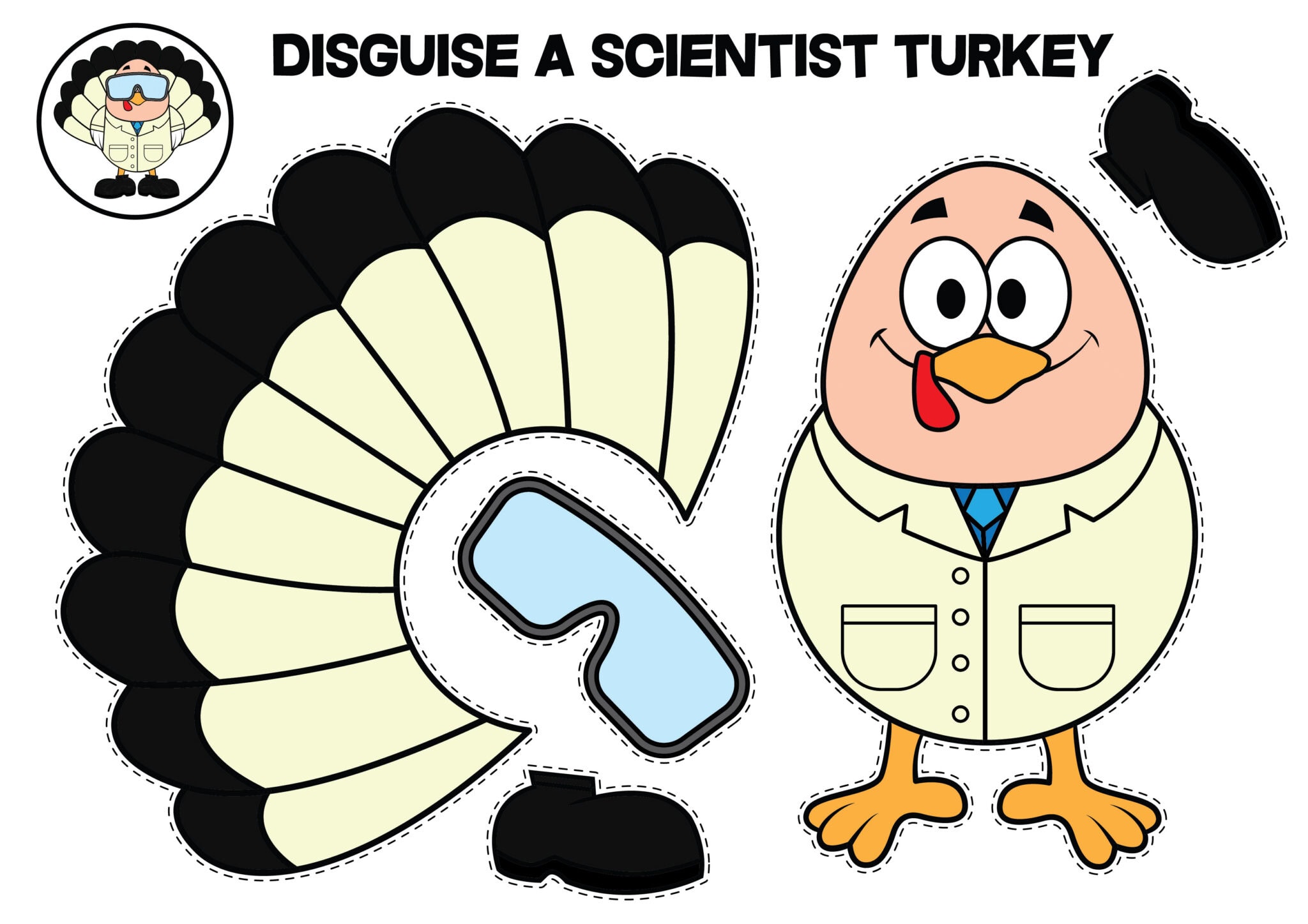 Disguise a Turkey as a Scientist Printable Craft