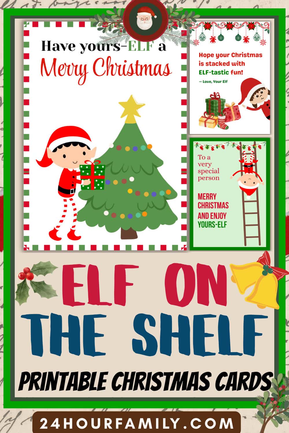 Elf on the Shelf Printable Christmas Cards (Free To Print)