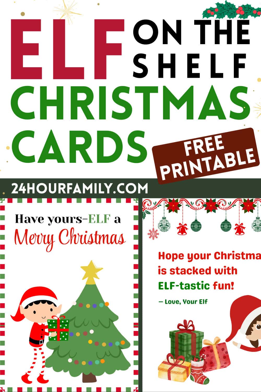 Elf on the Shelf Printable Christmas Cards (Free To Print)