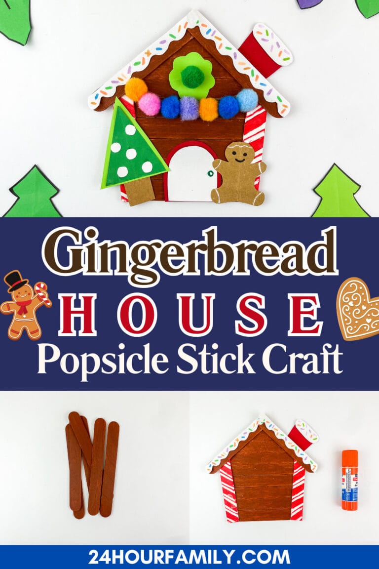 Gingerbread House Popsicle Stick Craft (Free Gingerbread House Template ...