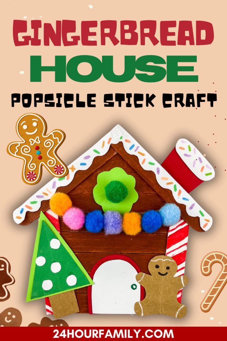Gingerbread House Popsicle Stick Craft (Free Gingerbread House Template ...