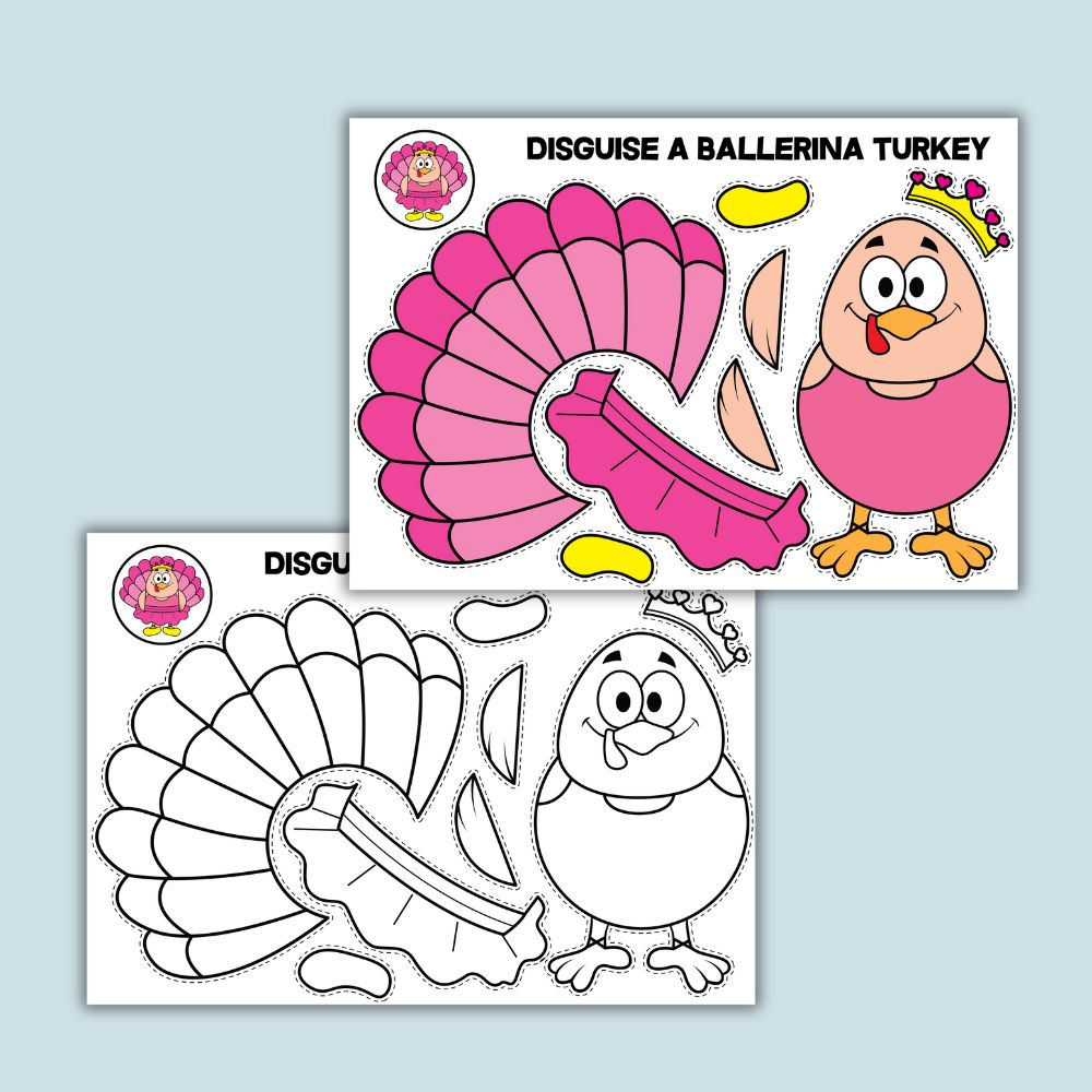 Disguise a Turkey as a Ballerina Printable Craft