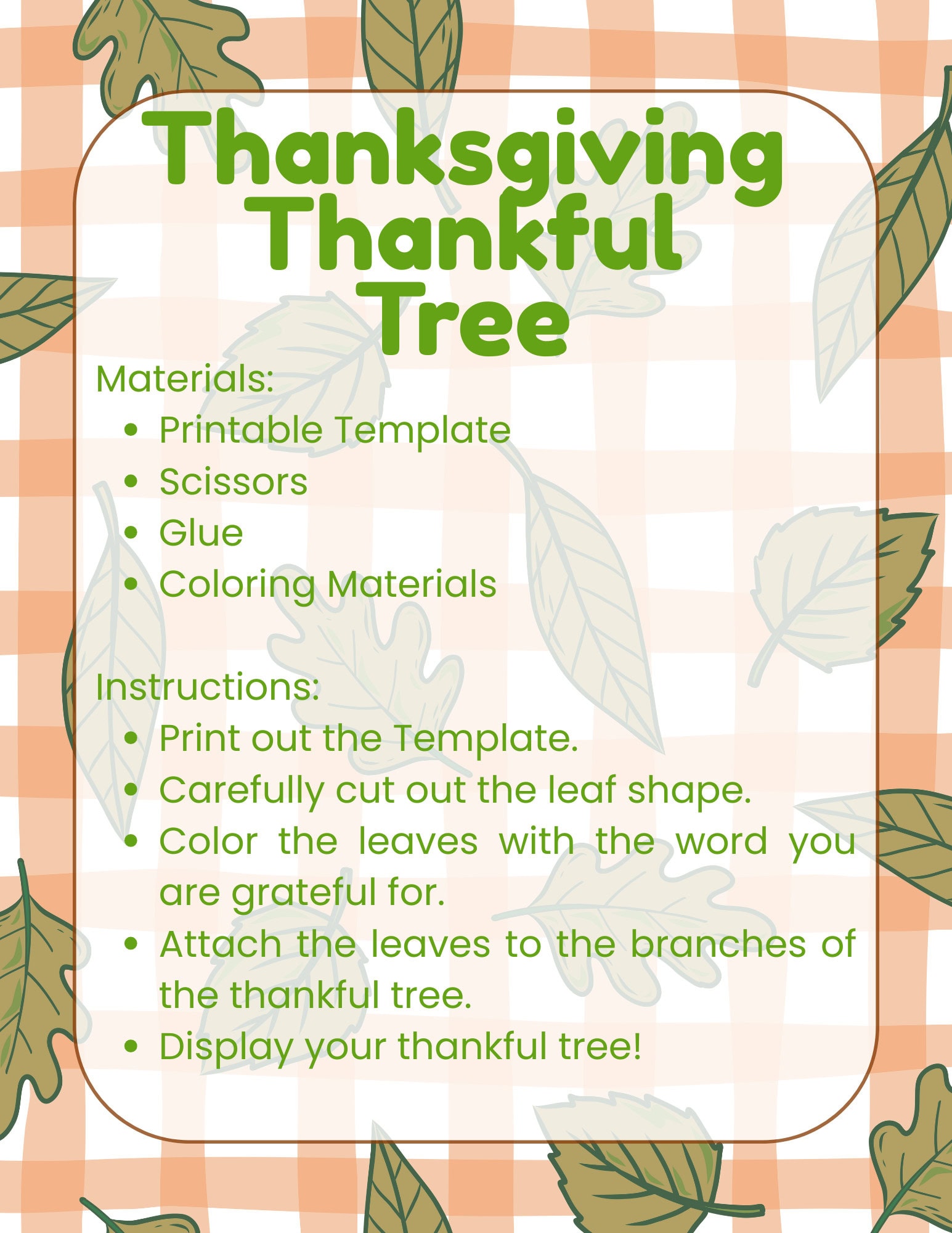 Thanksgiving Thankful Tree Printable