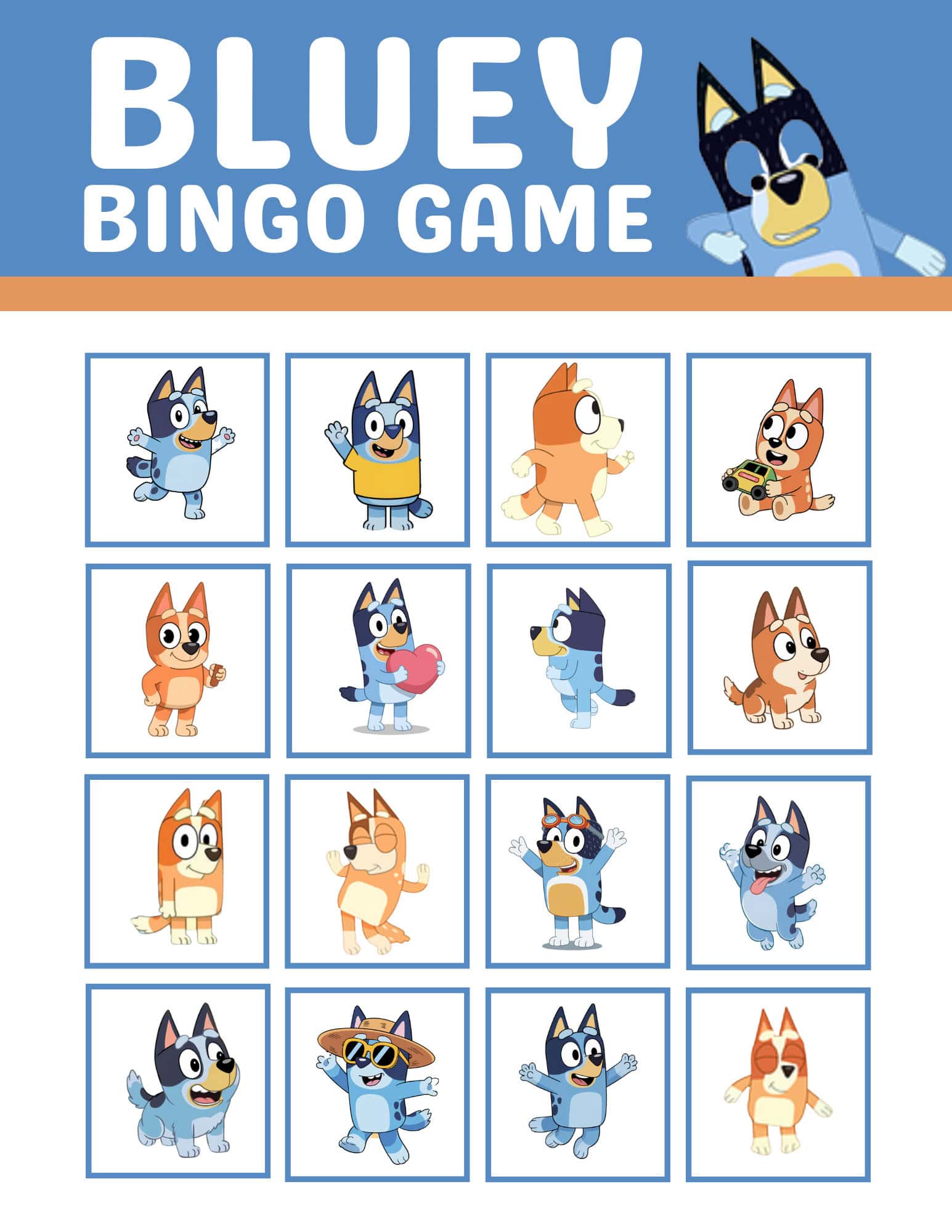 Bluey Bingo Game Printable (Free Game To Download) » 24hourfamily.com