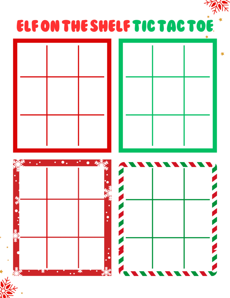 Elf on the Shelf Tic Tac Toe Printable