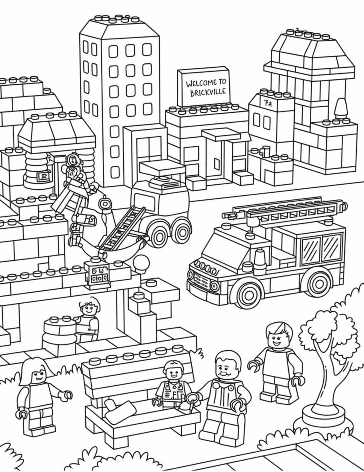 Lego Building Coloring Pages