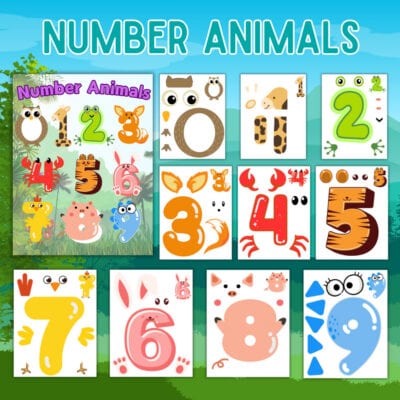 Number Animals Craft Printable — Free Numbers 0–9 PDF » 24hourfamily.com
