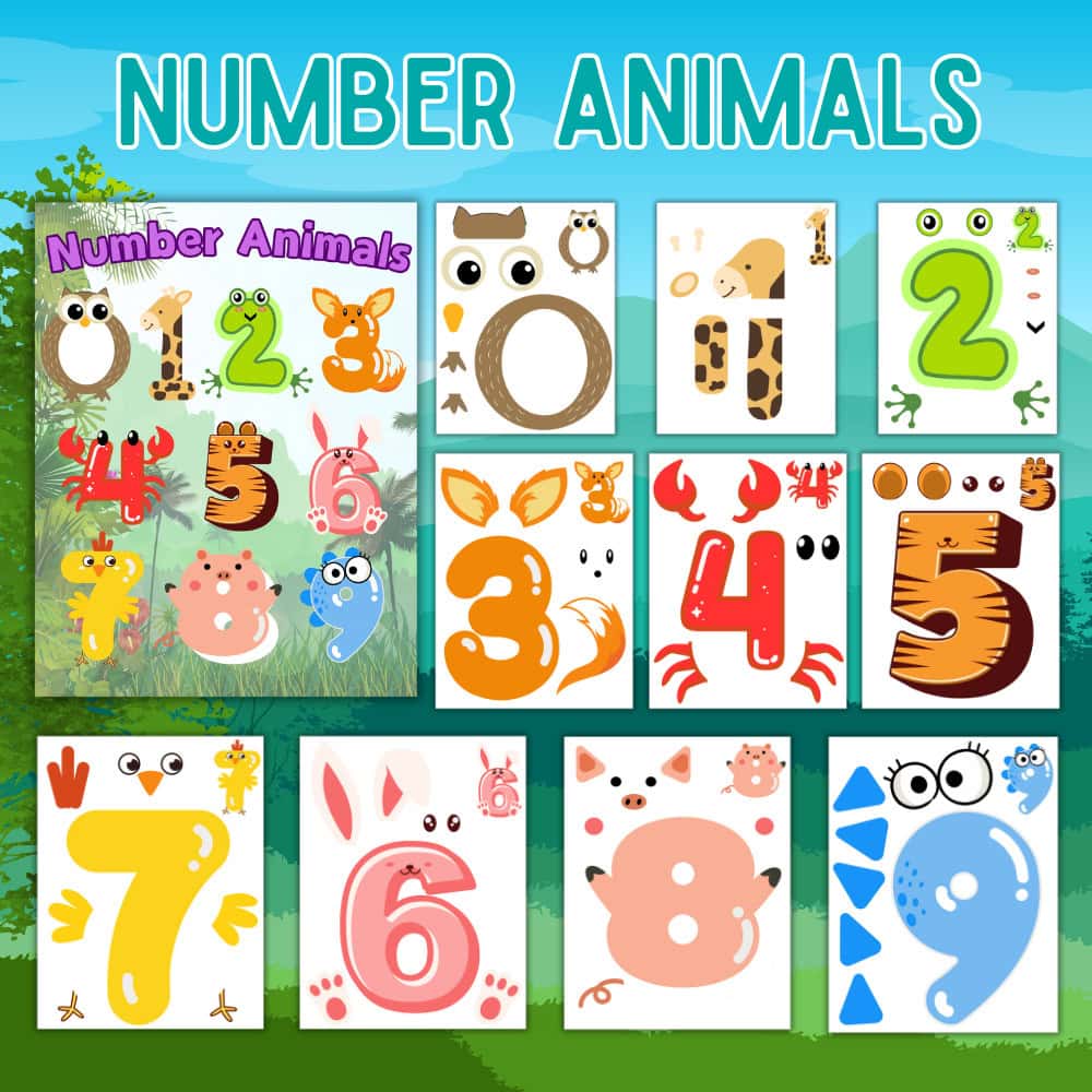 Number Animals Craft Printable — Free Numbers 0–9 PDF » 24hourfamily.com