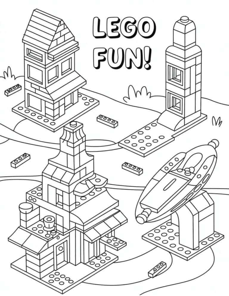Lego Building Coloring Pages