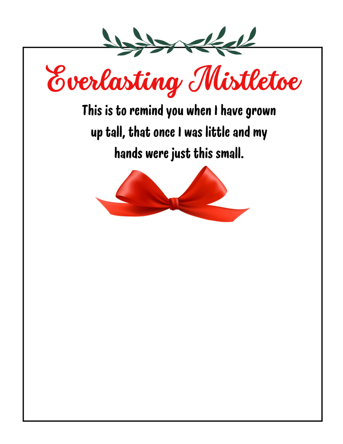 Everlasting Mistletoe Poem Handprint Art Printable