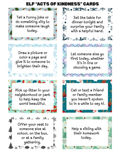 Elf Acts of Kindness Printable Cards