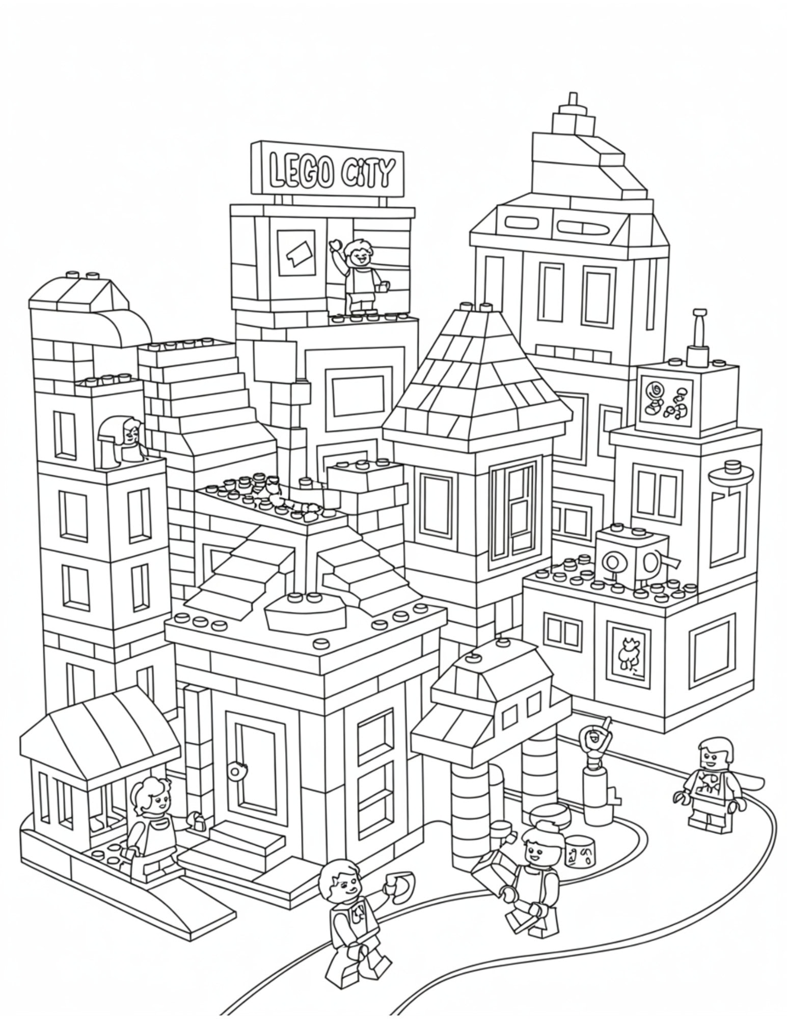 Lego Building Coloring Pages