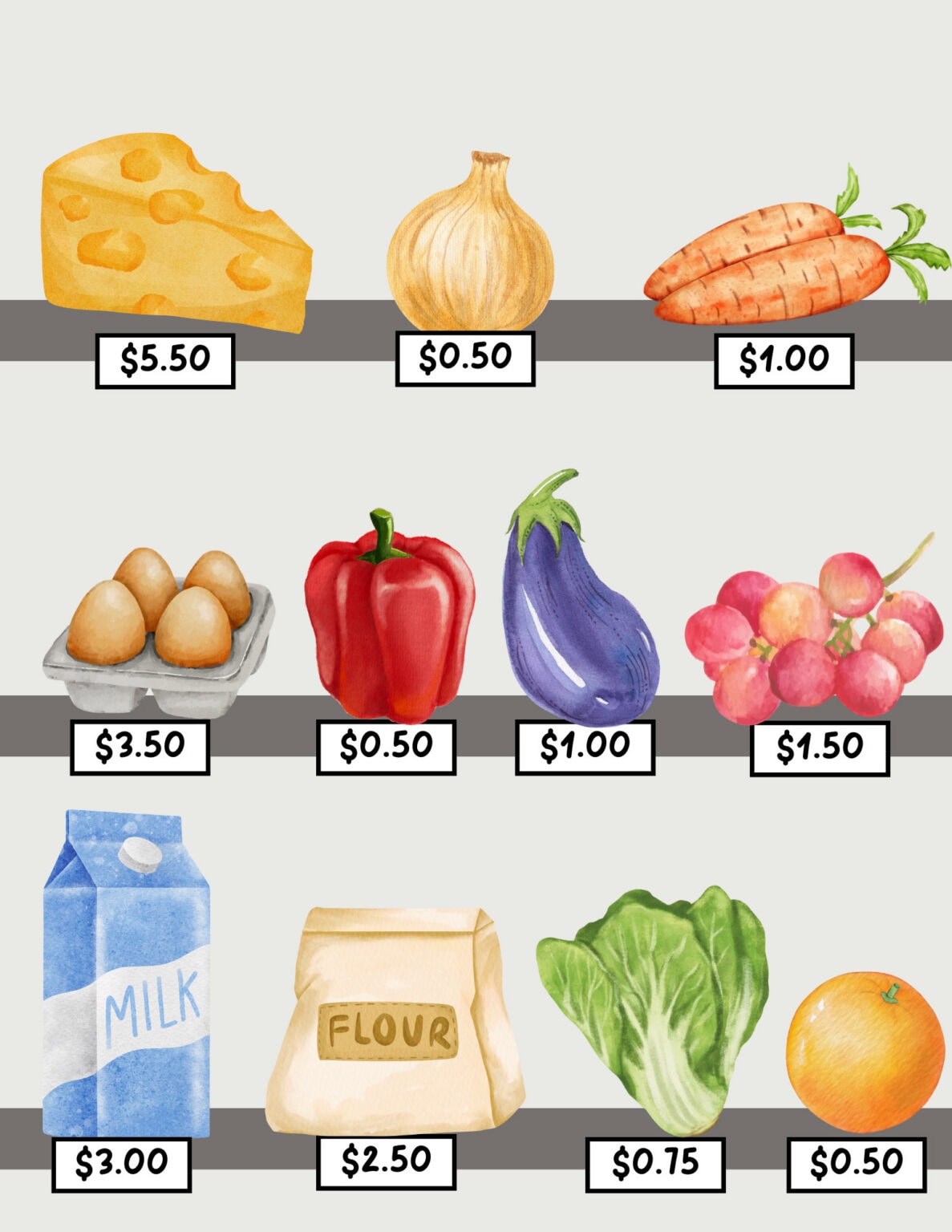 Grocery Store Math Printables