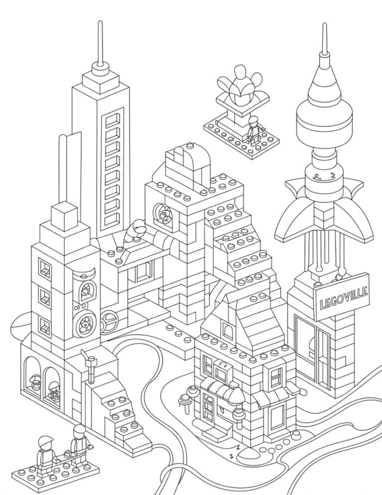 Lego Building Coloring Pages