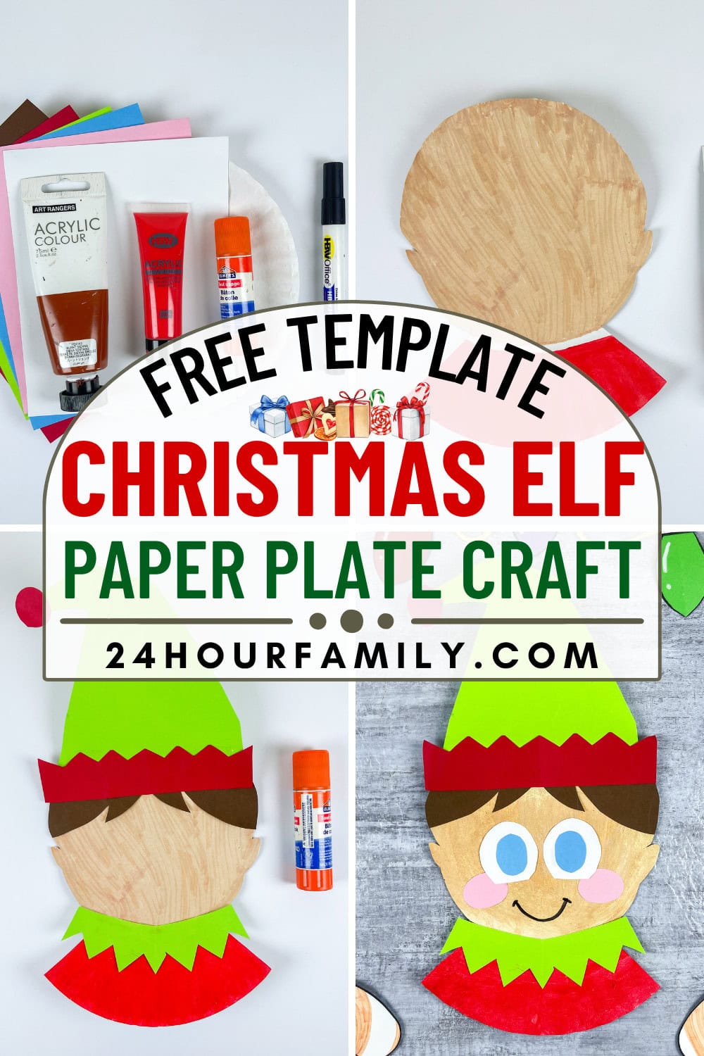 Elf Paper Plate Craft For Kids (Free Template)