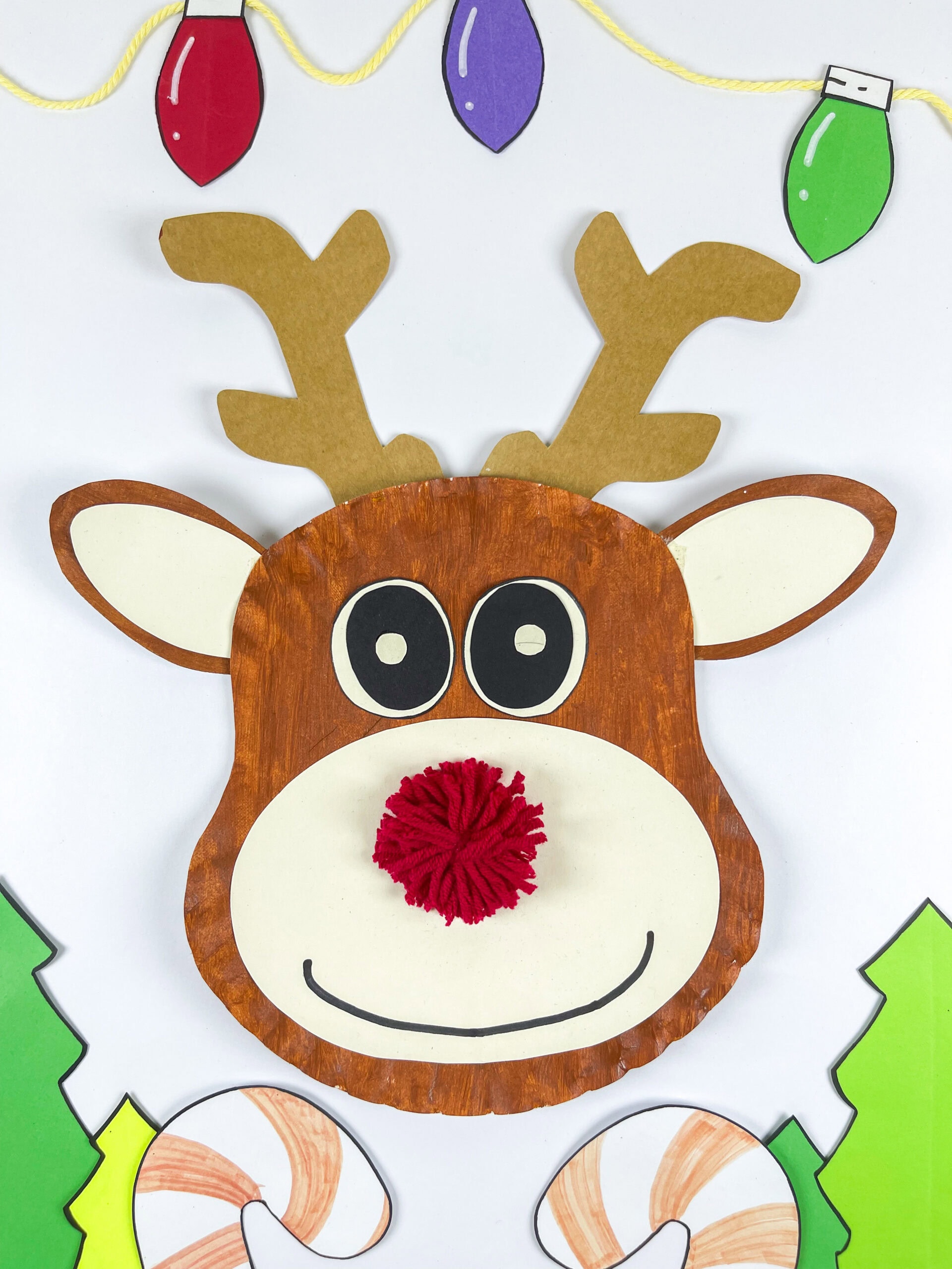 Reindeer Paper Plate Craft for Kids (Free Template)
