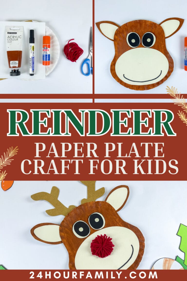 Reindeer Paper Plate Craft for Kids (Free Template)