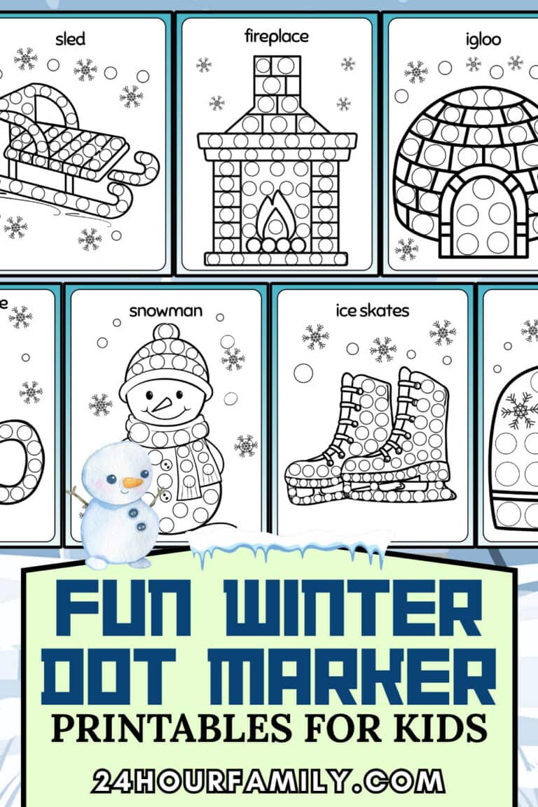 Winter Dot Marker Coloring Pages (Free To Print)