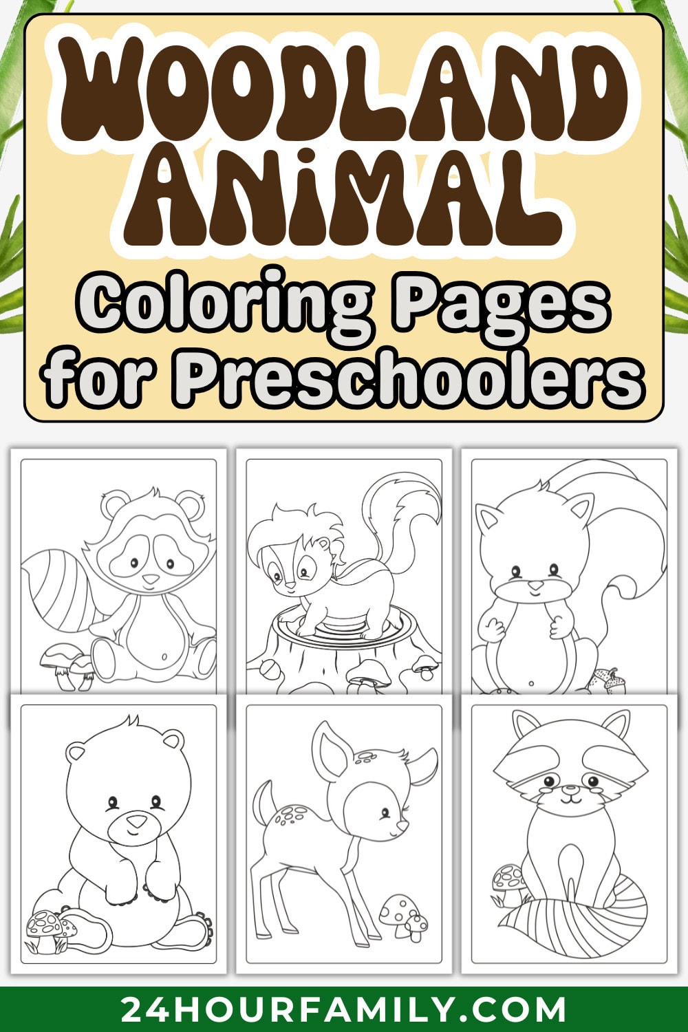 Woodland Animals Preschool Coloring Pages