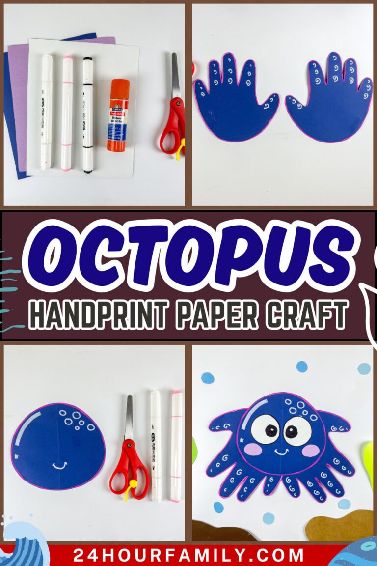 Octopus Handprint Paper Craft (Free Octopus Template) » 24hourfamily.com