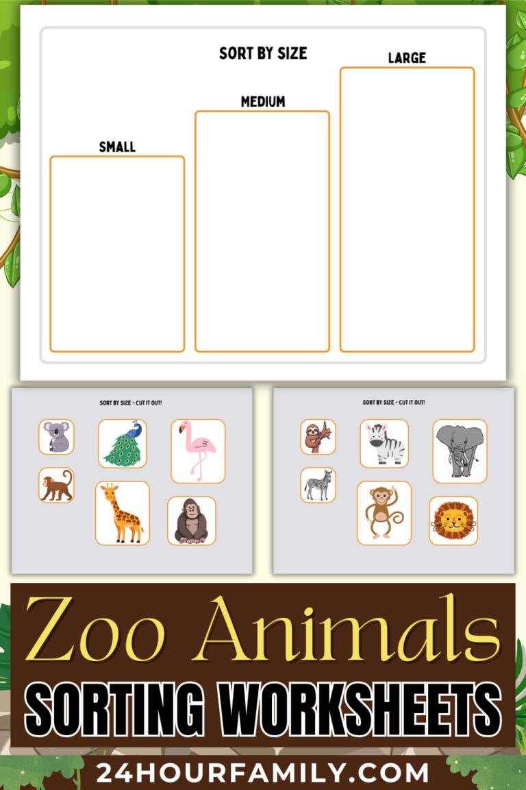 Free Zoo Animals Sorting Worksheets (Sort by Size, PDF)