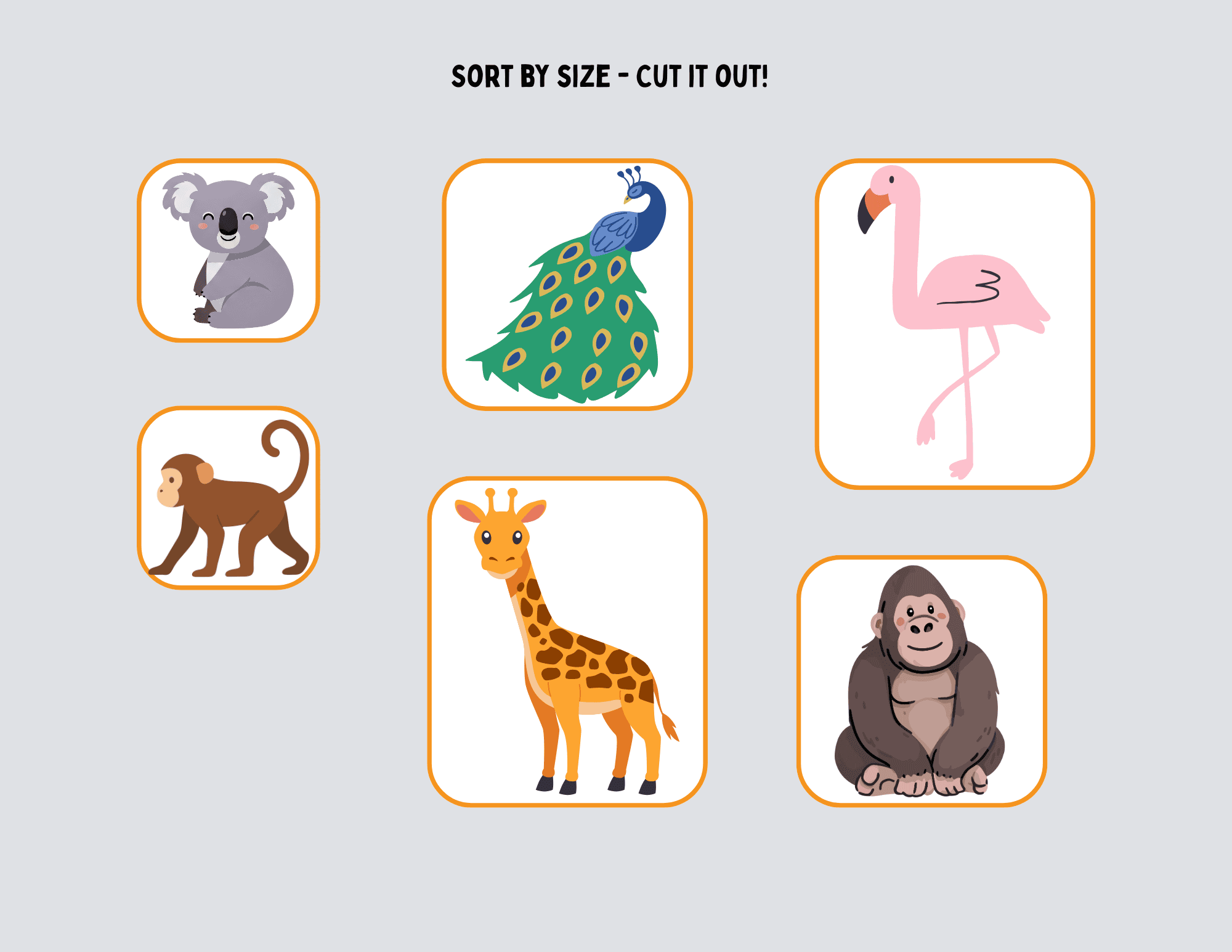 Free Zoo Animals Sorting Worksheets (Sort by Size, PDF)