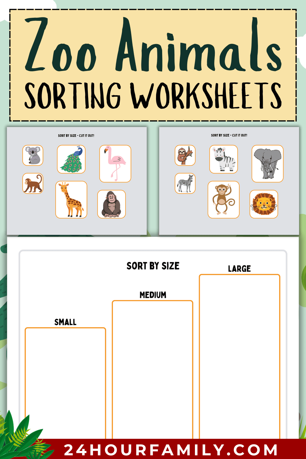 Free Zoo Animals Sorting Worksheets (Sort by Size, PDF)