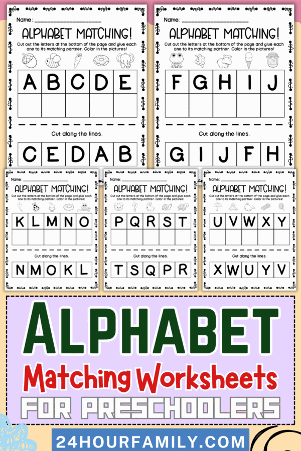 Alphabet Matching Worksheets for Preschoolers (Free PDF Printables)