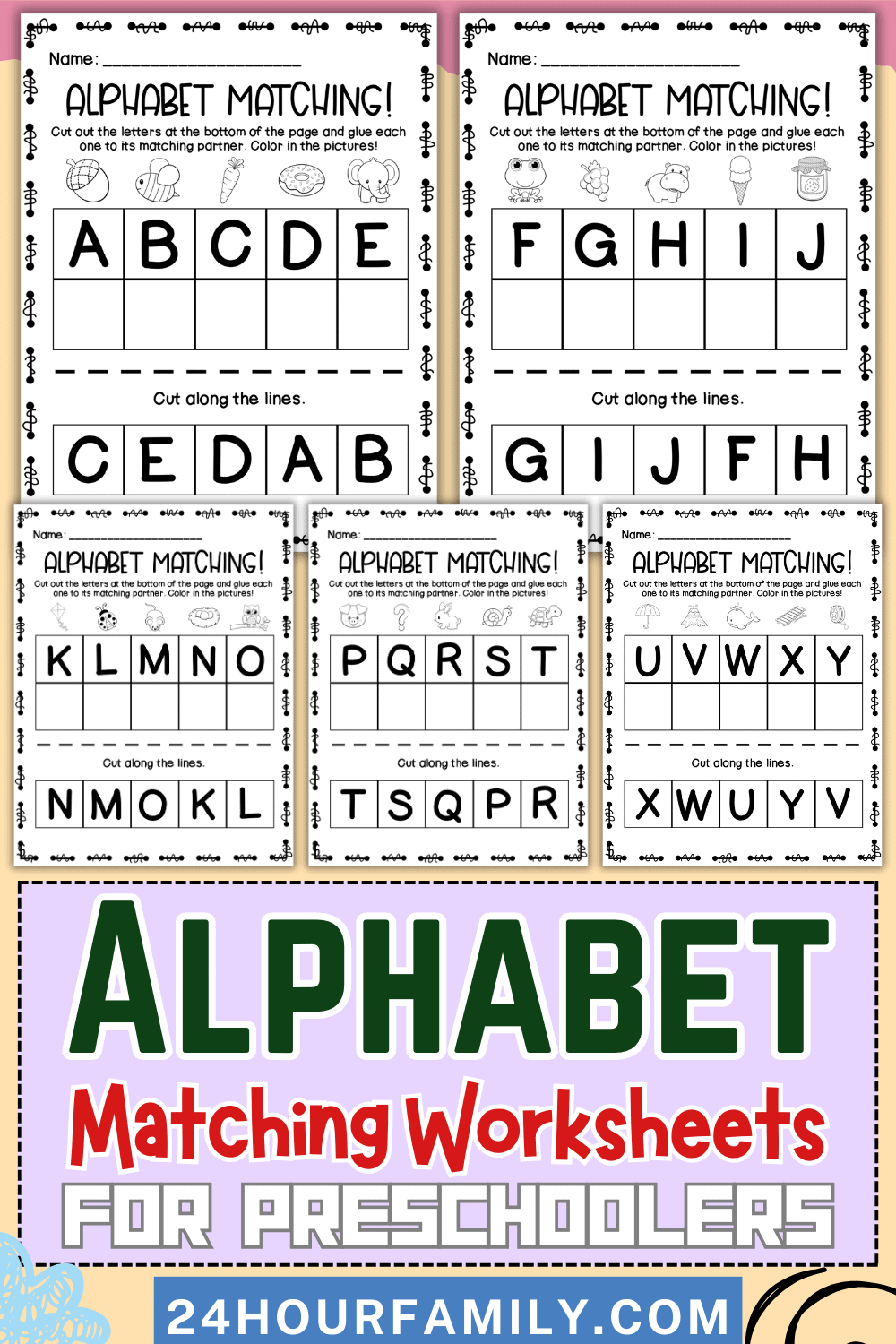 Alphabet Matching Worksheets for Preschoolers (Free PDF Printables)