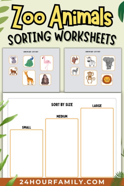 Free Zoo Animals Sorting Worksheets (Sort by Size, PDF)