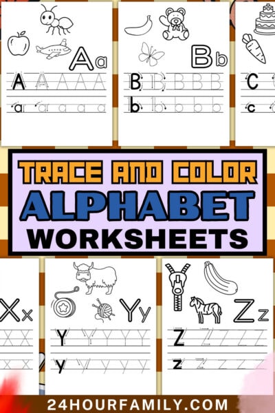 Alphabet Trace and Color Worksheets