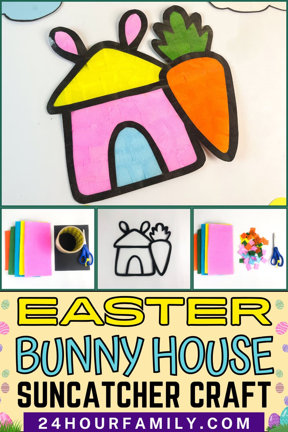 Easter Bunny House Suncatcher Craft (Free Template)