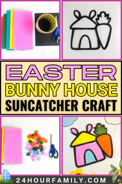 Easter Bunny House Suncatcher Craft (Free Template)