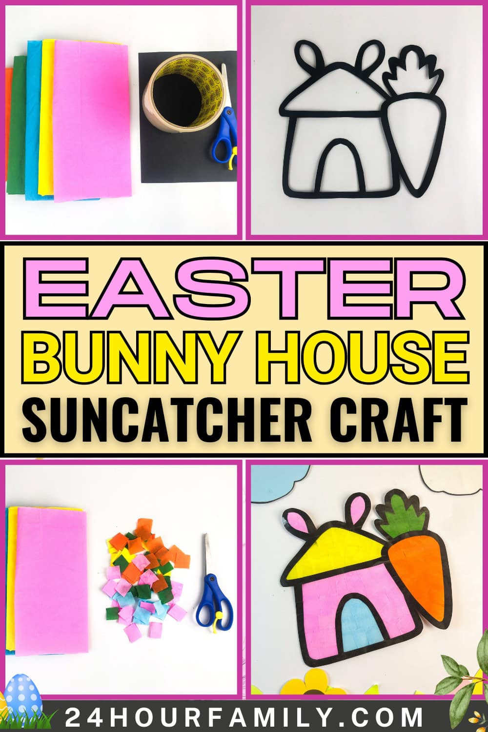 Easter Bunny House Suncatcher Craft (Free Template)